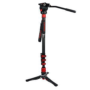 IFOOTAGE Cobra 3 Monopod C180F-P with K5S Fluid Head, Professional Portable Travel Monopod Kit for Canon Nikon Sony Olympus Panasonic DSLR Camera