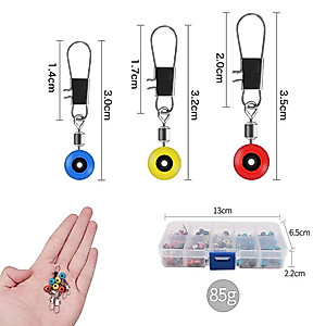 Tzou 100Pcs Fishing Line Sinker Slides Kit with Tackle Box, Fishing Rig Floats Swivel Snap Clip Connector for Fishing