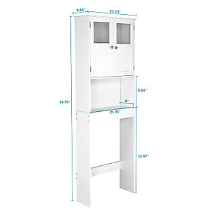 FCH Bathroom Shelf Over Toilet Storage Space Saver Bathroom Cabinet Organization Wood Storage Cabinet White Finish 23 1/4"(L) x 8 11/16"(W) x 66 15/16"(H)