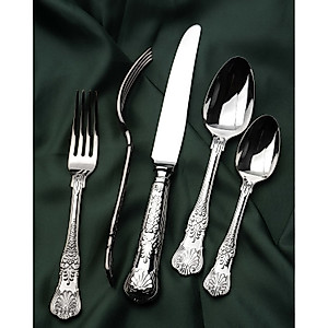 OTW PAVILION 40 Piece Flatware Set For 8, 18 10 Stainless Steel Silverware Set, Classic imperial design, Knife/Fork/Spoon & Long Teaspoon/Salad Fork Mirror-Polished Dishwasher Safe vintage Cutlery