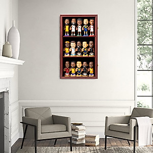 Zmiky Bobblehead Display Case Action Figure Display Case Bobble Head Shadow Box Wall Cabinet for 15 Figurines Display with Lockable Anti Fade Uv Protection for Bobble Head, Action Toy Figures,Mahogany