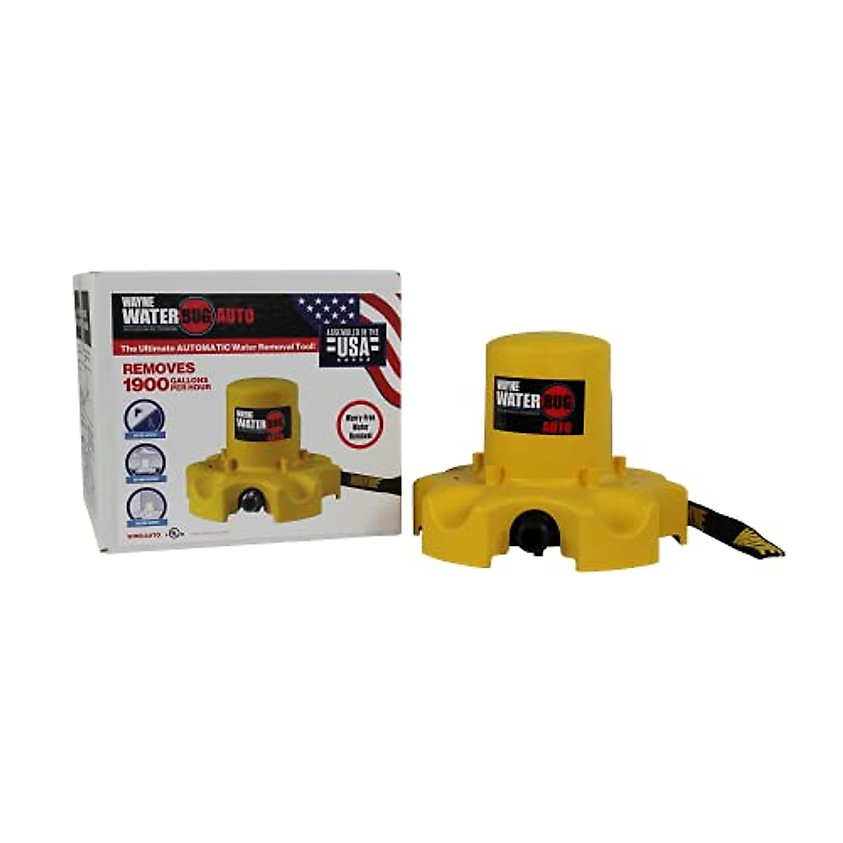 Wayne 57736-WYN1 WWB Waterbug 1/4 HP Auto On/Off Water Removal Tool, Yellow, No Size