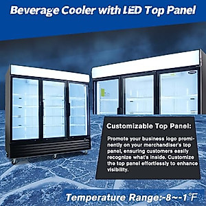 Durable Commercial Freezer with Triple Glass Door, 70 cu. ft. Large Capacity Freezer for Restaurant, Minimart, Bakery, Coffee Shop, 81" W x 34" L x 83" H