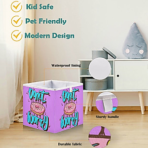 visesunny Closet Baskets Donut Worry Storage Bins Fabric Baskets for Organizing Shelves Foldable Storage Cube Bins for Clothes, Toys, Baby Toiletry, Office Supply