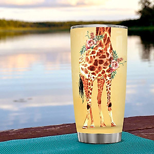 Wassmin Giraffe Gifts For Women Personalized Giraffe Tumbler Stainless Steel 20oz 30oz Coffee Travel Cup Custom Gifts for Woman Girls Friend Spirit Animal Lovers Birthday Christmas