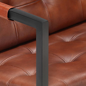 VRAXO 3-Seater Sofa Brown Real Goat Leather,Sofas-64.06lbs