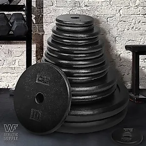CAPHAUS Black Standard Solid Cast Iron Weight Plates 1-inch Center Hole for Standard Barbell & Dumbbell Handles Size available in 1.25/2.5/5/7.5/10/12.5/25 & 50 LB Multiple Options