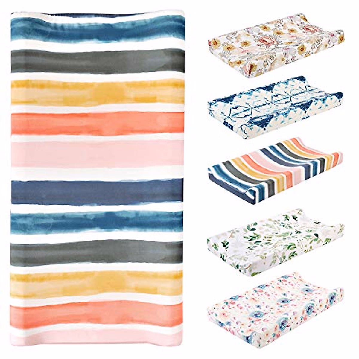 Petyoung Changing Pad Cover, Soft Breathable Changing Table Sheet Removable Cloth Cover for Baby Boys Girls