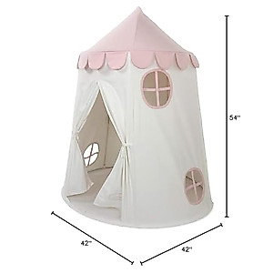 Domestic Objects | Castle Tower Play Tent | Kids Playhouse | Indoor Fort | Cotton Canvas | Premium Quality (42" Wide x 54" Tall) (Pink)