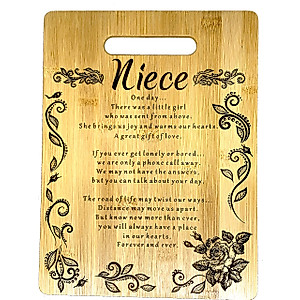 Gift for Niece Birthday, Christmas niece present Engraved Bamboo Cutting board 9” x 12”