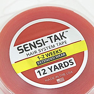 Sensi Tak | Walker Double Sided Red Roll Hair Tape Sticker Strip Adhesive Holder Waterproof Human Hair Men & Women Toupee Tape Wig Poly Silione Hair System Replacement Extension(12 Yards & 3/4 Inch)