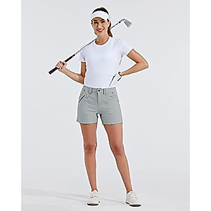 Willit Women's Golf Hiking Shorts Quick Dry Athletic Casual Summer Shorts with Pockets Water Resistant 4.5" Gray 8