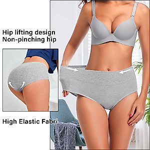 Annenmy Women's High Waist Underwear Cotton Stretch Briefs Full Coverage Underwear Soft Breathable Ladies Panties 5 Pack XL Multicolor