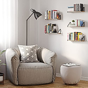 You Have Space Pydna 17" Floating Shelves for Living Room Decor, Bookshelf for Office, Bedroom Wall Shelves, Kitchen and Bathroom Shelves for Storage, Burnt, Set of 5