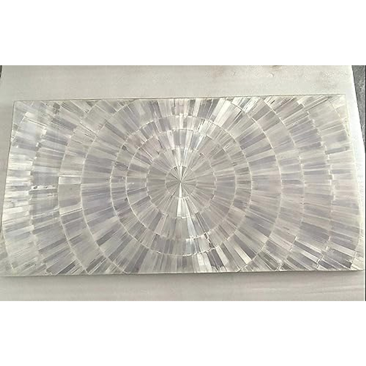36 x 48 Inches Royal Look Kitchen Counter Table Top Resin Art with Selenite Stone Rectangle White Marble Dining Table