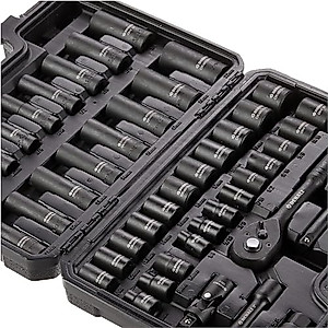 Denali 46-Piece 3/8-Inch Drive 6 & 12 Point Shallow/Deep Socket Set and 72 Teeth Reversible Ratchet, SAE/Metric Size With Carrying Case, 13.1 in x 9.7 in x 3 in