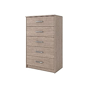 Signature Design by Ashley Flannia Scandanavian 5 Drawer Chest, Vintage Gray
