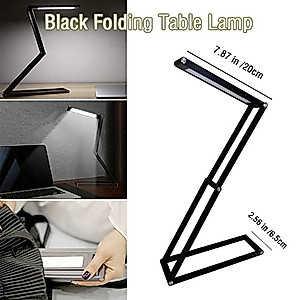 LEDHOLYT Foldable LED Desk Light, Slim Portable Rechargeable USB Table Light, Eye-Caring Aluminium Alloy Table Lamps,for Home, Reading, Studying, Work, Travel (Black)