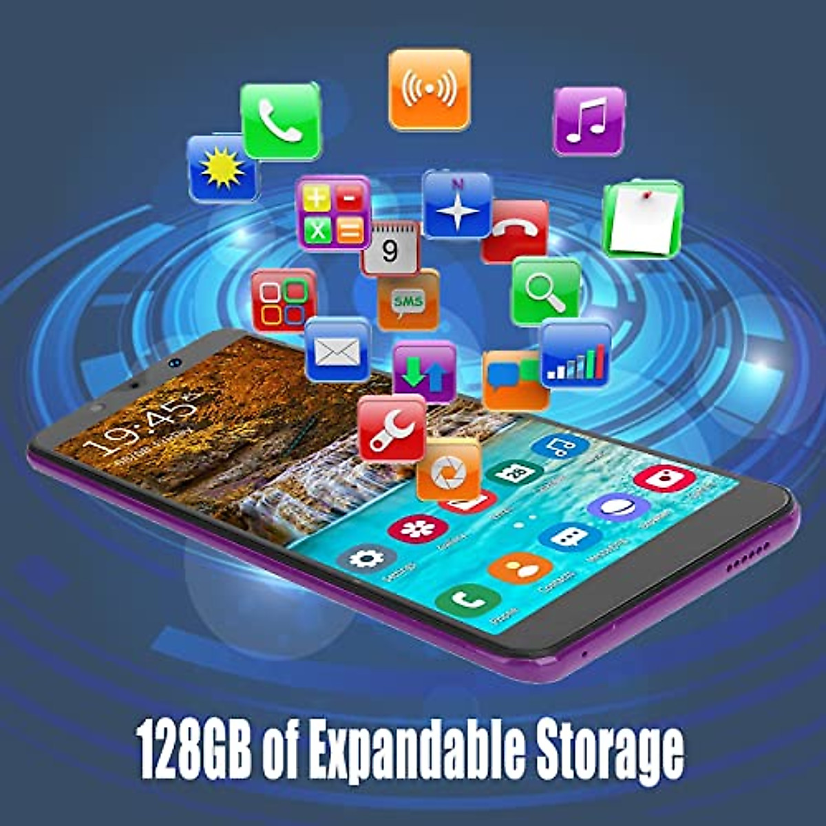 5.72in HD Full Screen Smart Phone, Note30 Plus Unlocked Smartphones, Dual Cards Dual Standby, 512MB+4GB Cell Phones, for Android 4.4.2, Support WiFi +BT+FM (Violet)