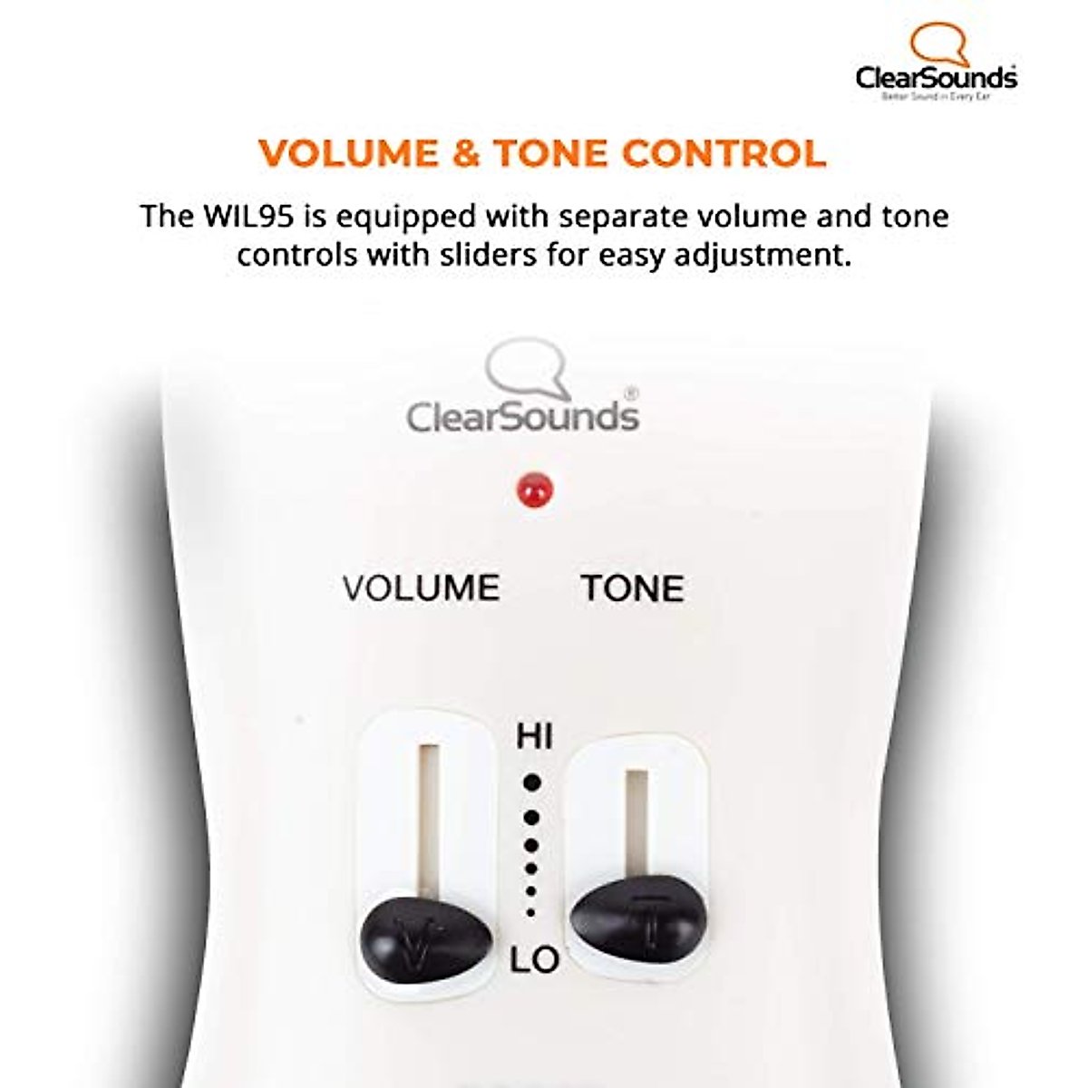 ClearSounds WIL95 UltraClear Portable Telephone Amplifier for Corded Digital and VoIP Phones with Up to 40dB Amplification, AC Powered (White)