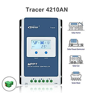 EPEVER 40A MPPT Solar Charge Controller, 12V/24V Auto, Max Input 100V Solar Panel 520W/1040W Regulator for Gel Sealed Flooded AGM Lithium Battery Charging, Negative Grounded(40A+MT50+RTS)