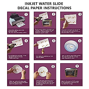 20 Sheets Waterslide Decal Paper INKJET CLEAR,8.5X11 Inch Water Slide Transfer Paper Transparent Printable for Tumblers,Ceramics,Plastics,Glasses,DIY