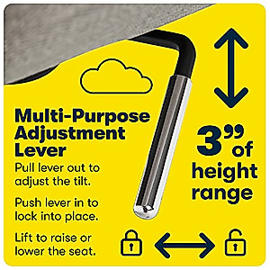 Serta Ashland Ergonomic Home Office Chair with Memory Foam Cushioning Chrome-Finished Stainless Steel Base, 360-Degree Mobility, Light Gray Fabric