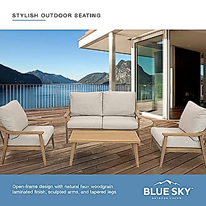 Blue Sky Outdoor Living Genova 4-Piece Aluminum Conversation Set, All-Weather Outdoor Furniture for Patio, Lawn, Garden, or Poolside, Natural/Grey