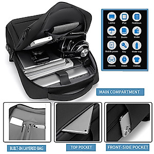 DAYELIVE Business Travel Backpack, Work Backpack for Men Women Laptop Backpack with USB Charging Port, 15.6 Inch Heavy Duty Backpack, Large Back Pack Waterproof College School Bookbag Computer, Black