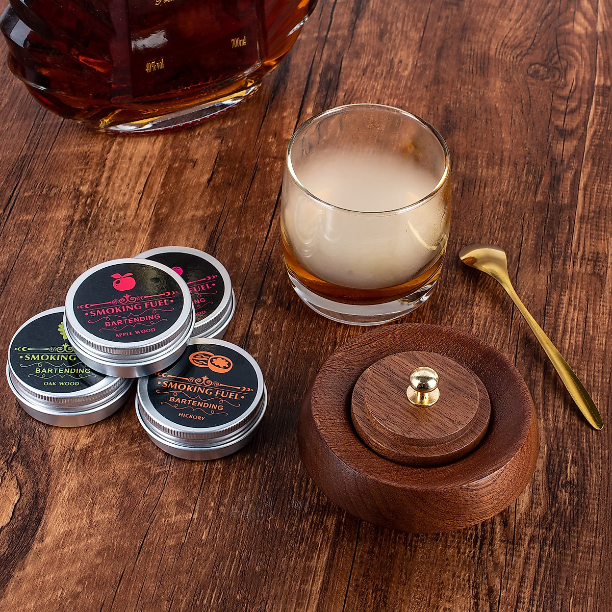 Cocktail Smoker Kit,Ziissup Old Fashioned Cocktail Kit With 4 Flavors of Wood Chips,Whiskey Smoker Kit,Bourbon Smoker kit is Idea Gift For Your Father, Friends & Lover