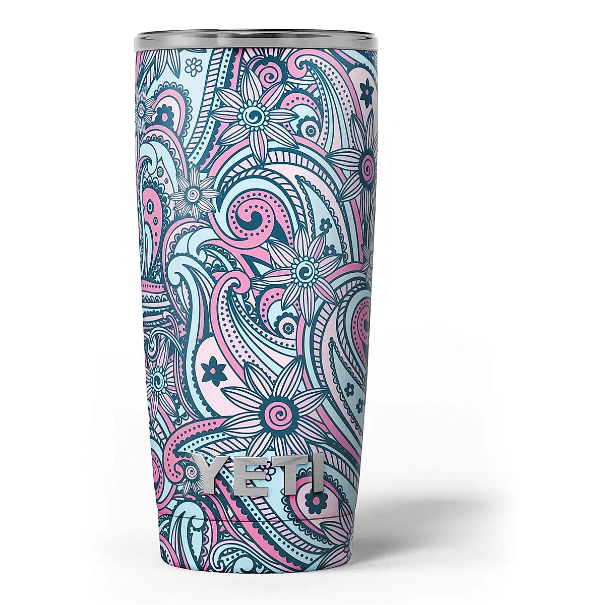 Design Skinz Seamless Mint and Pink Sprout - Skin Decal Vinyl Wrap Kit Compatible with The Yeti Rambler Cooler Tumbler Cups