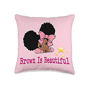 DesignsByKelley Inspirational Gifts Empowerment Cute Black Girls Accessories Decor Bedroom Throw Pillow, 16x16, Multicolor