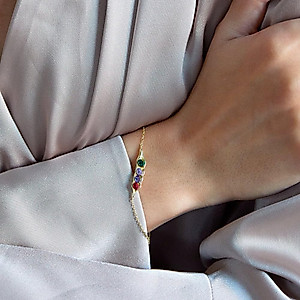 EVE'S ADDICTION 4 Peas in a Pod Birthstone Bracelet - Gold Personalized Birthstone Bracelet - Birthstone Jewelry - Mother's Bracelet Gift for Mom - Gifts for Mom