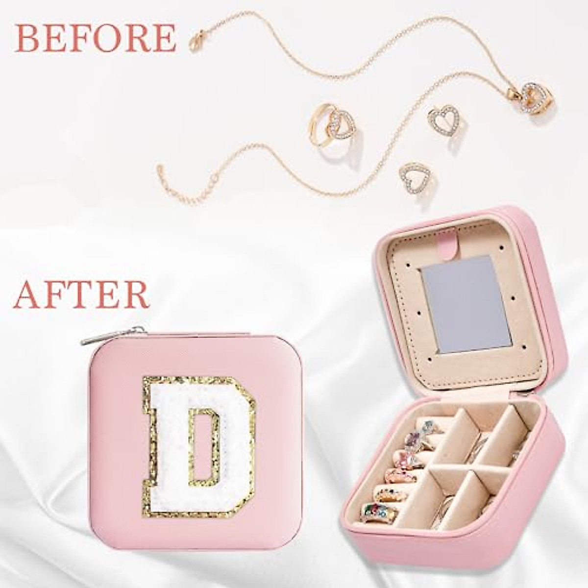 Nayno Travel Jewelry Case Graduation Gifts for Women Travel Jewelry Organizer Travel Jewelry Box Personalized Gifts Portable Trendy Stuff Birthday Gifts for Women