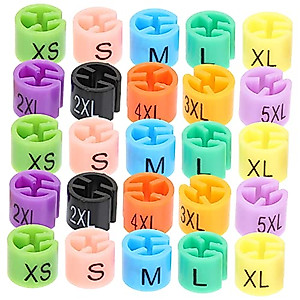 HANABASS 200pcs Clothes Size Buckle Wire Labels Wire Hangers Colored Tabs Clothes Hanger Size Tag Garment Size Markers Garment Size Tags Clothing Size Circle Rings Size Tag Plastic Ring Set
