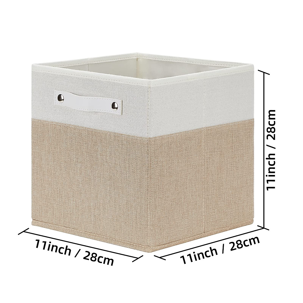 Bidtakay Cubes Baskets for Organizing 11 X 11 X 11 inch Collapsible Fabric Storage Boxes 4 Pack Stackable Beige Cube Storage Organizer Bins For Home Closet Shelves Office Bedroom Nursery Toy Storage