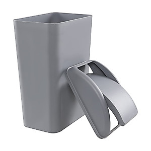 Esdiplot 3.5 Gallon Swing Lid Waste Can, Plastic Swing-Top Trash Can, Gray, 1 Pack