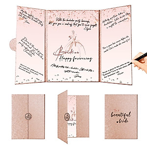 Crenics Rose Gold Bridal Shower Decorations, Bride to Be Guest Book Alternative, Bachelorette Signature Book 18" x 12", Great Bridal Shower Keepsake Gifts