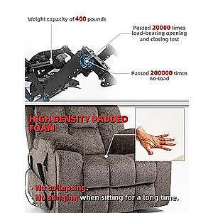 Cobplns 26 in Extra Wide Recliner&Overstuffed Chair, 400lb Weight Capacity 180° Adjustment Comfort Large Recliner & Lift Chair with Water Cup Holder, Full Body Massage, Lumbar Heating(Grey)