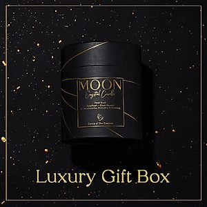 Healing Aromatherapy Crystal Candle| Amethyst and Clear Quartz| Lavender Essential Oil| Wood Wick| Black Soy Wax| Large 10.5 Oz Jar| for Manifestation, Stress Relief, and Magic| Luxury Gift Box|