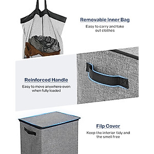 SOLEDI Laundry Basket with Wheels, Laundry Hamper with Lid 90L(23.8 gal), Clothes Hamper with Bag Removable - Rolling Laundry Basket, Move Smoothly- Suitable for Apartment, Bathroom, Bedroom, Dorm