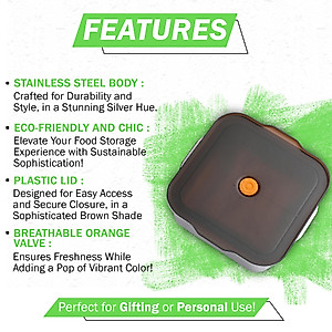 Stainless Steel Food Storage Containers With Lids | Snack Containers for Kids, Freezer Safe, Microwave Safe | 304 Metal Containers For Meal Prep, Leftovers, Freezer - Set of 3 (24oz, 57oz, 100oz)