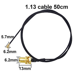 Kaunosta SMA WiFi Antenna Aerial External Omnidirectional Antenna 3db with 50CM IPX1.13 to SMA Female Pigtail Extension Cable for Computer Wireless Network Card Security IP Camera 4PCS