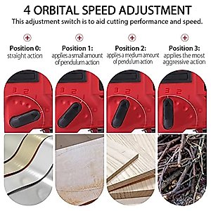 Jigsaw, 20V Cordless Jig Saws with LED, 10Pcs Blades, 4 Orbital Settings, Variable Speed, ±45° Bevel Cutting, Scale Ruler, Tool-free Blade Changing, Battery & Carrying Bag & Fast Charger Included（A）
