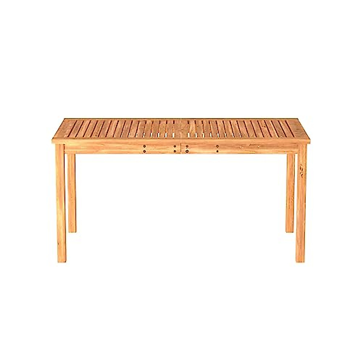 Walker Edison Dominica Contemporary Slatted Outdoor Dining Table, 34 Inch, Brown