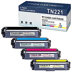 TN221BK TN221C TN221M TN221Y Toner: 4 Pack Replacement for Brother TN221 Toner MFC-9130CW HL-3140CW HL-3170CDW HL-3180CDW MFC-9330CDW MFC-9340CDW Printer Ink (1BK+1C+1M+1Y)