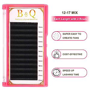 Eyelash Extension C CC D DD curl Easy Fan Volume Lashes .03 .05 .07 .10 Eyelash Extensions Blooming Self Fanning Volume Lash Extensions 9 to 25mm (D-0.07,12-17mix)