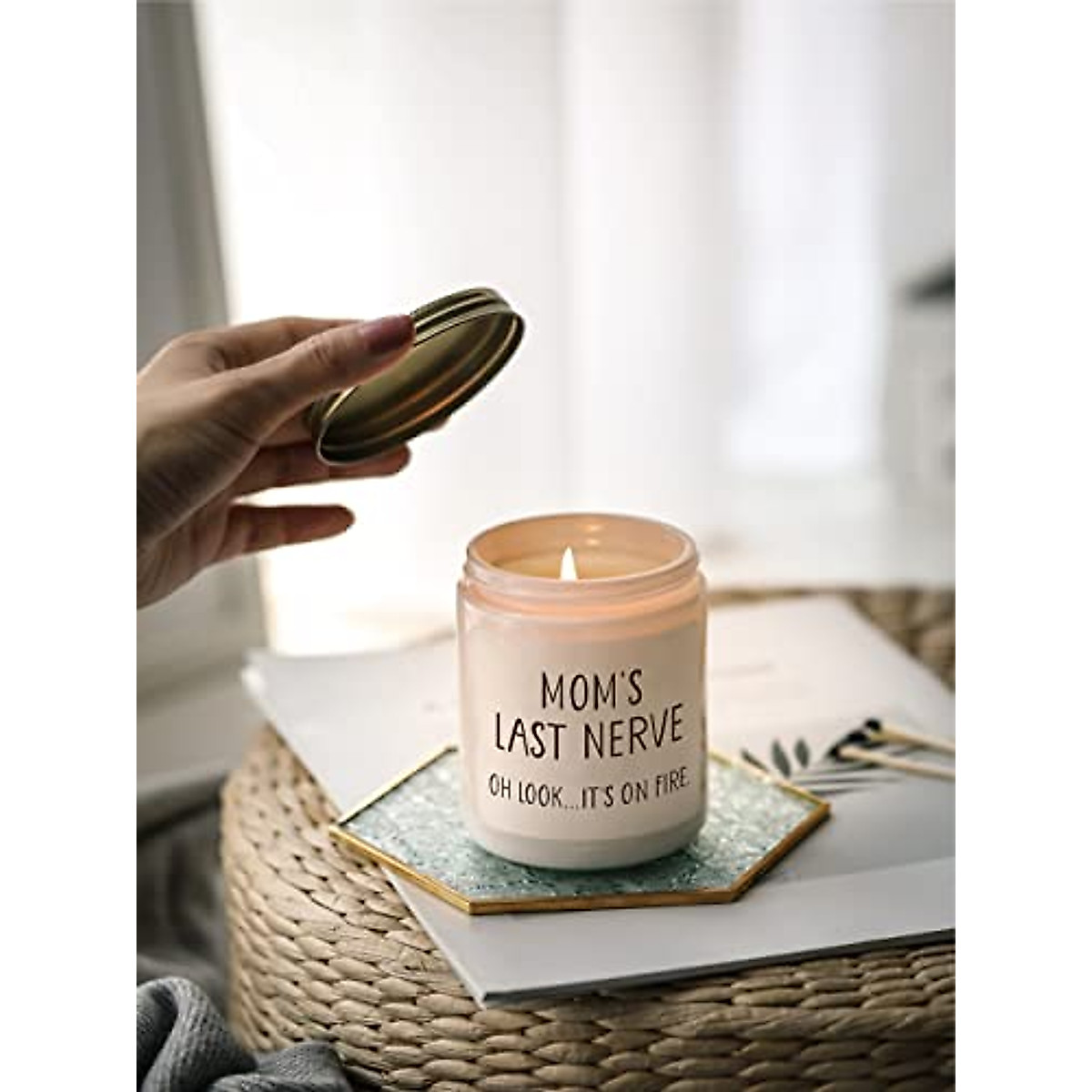 Gifts for Mom from Daughter and Son, Mom’s Last Nerve, Oh Look It's on Fire Candle, Mom Gift, Mother’s Day Birthday Christmas Thanksgiving Day Gift for Mom