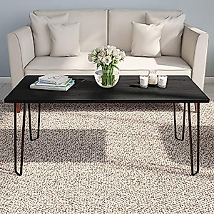 Lavish Home Coffee Table with Hairpin Legs, (L) 41.25” x (W) 19.5” x (H) 17.75”, Black