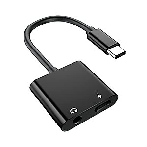 Ronsive 2 in 1 USB Type C to 3.5mm Audio Earphone Aux Splitter, PD 60W Fast Charging, Compatible with iPad Pro 2021 2020, iPad Air4 mini6 Samsung Note20 / Galaxy S22/S21, Google Pixel 6/5/4/3
